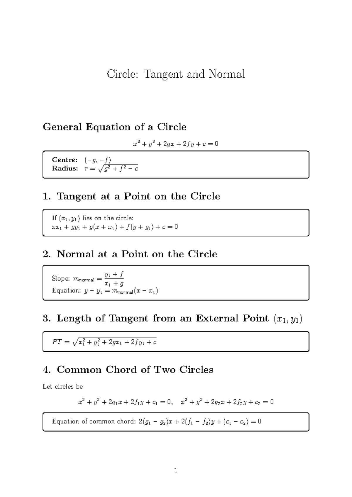 MAT104 Lecture 3C: Circle - Tangent and Normal Equations - Studocu