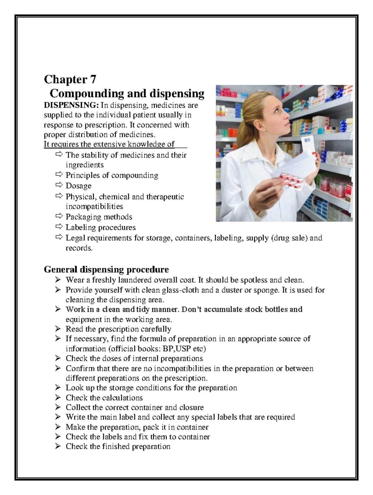 Pharmaceutics Chapter 7-11: Compounding, Dispensing & Incompatibilities - Studocu