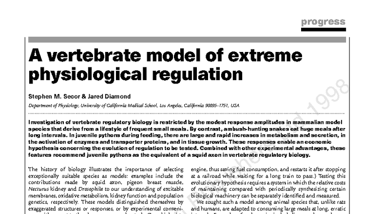 Exploring Physiological Regulation in Burmese Pythons (Python molurus ...