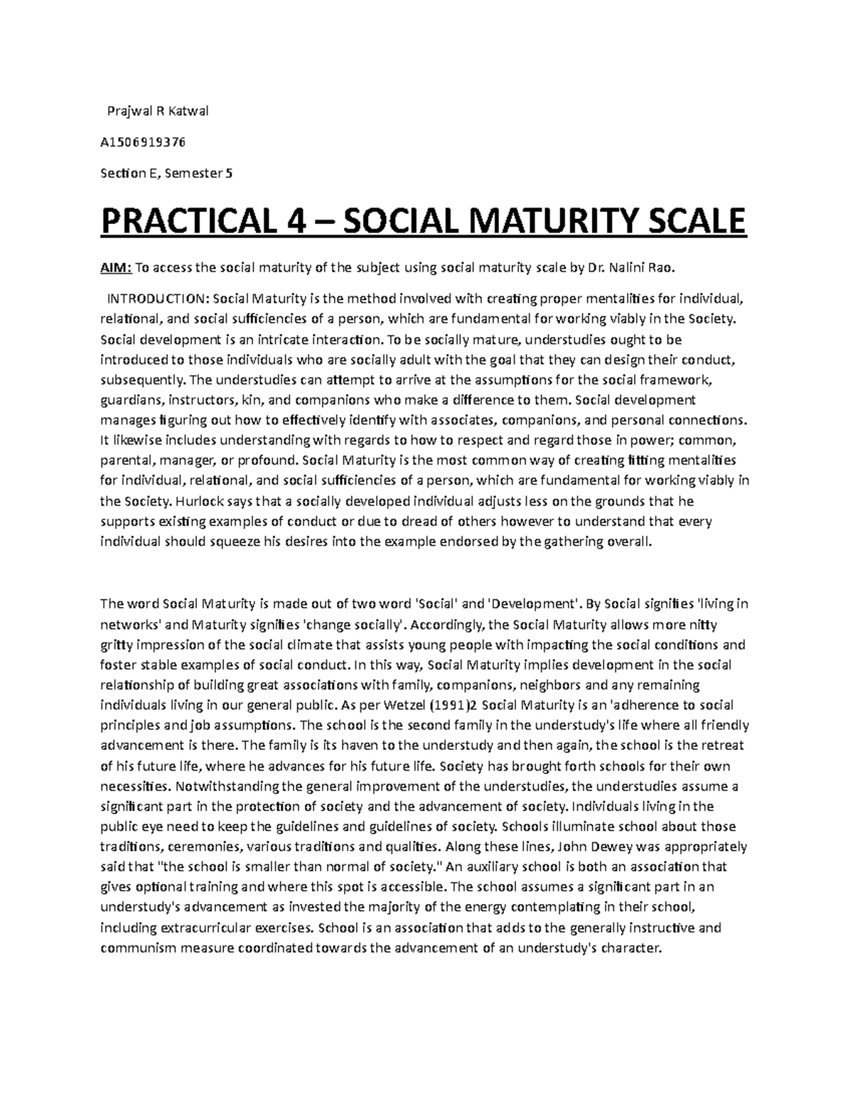 Self Concept Questionnaire - Raj Kumar Saraswat. INTRODUCTION “Self ...