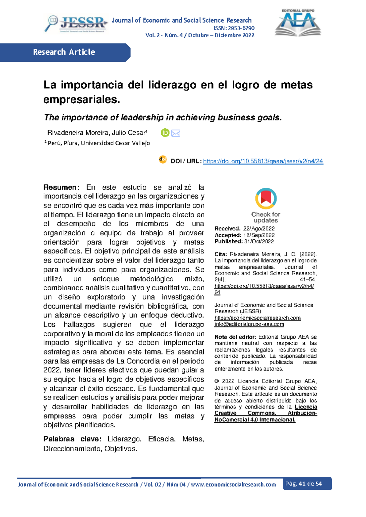La importancia del liderazgo en el logro de metas empresariales - JESSR ...