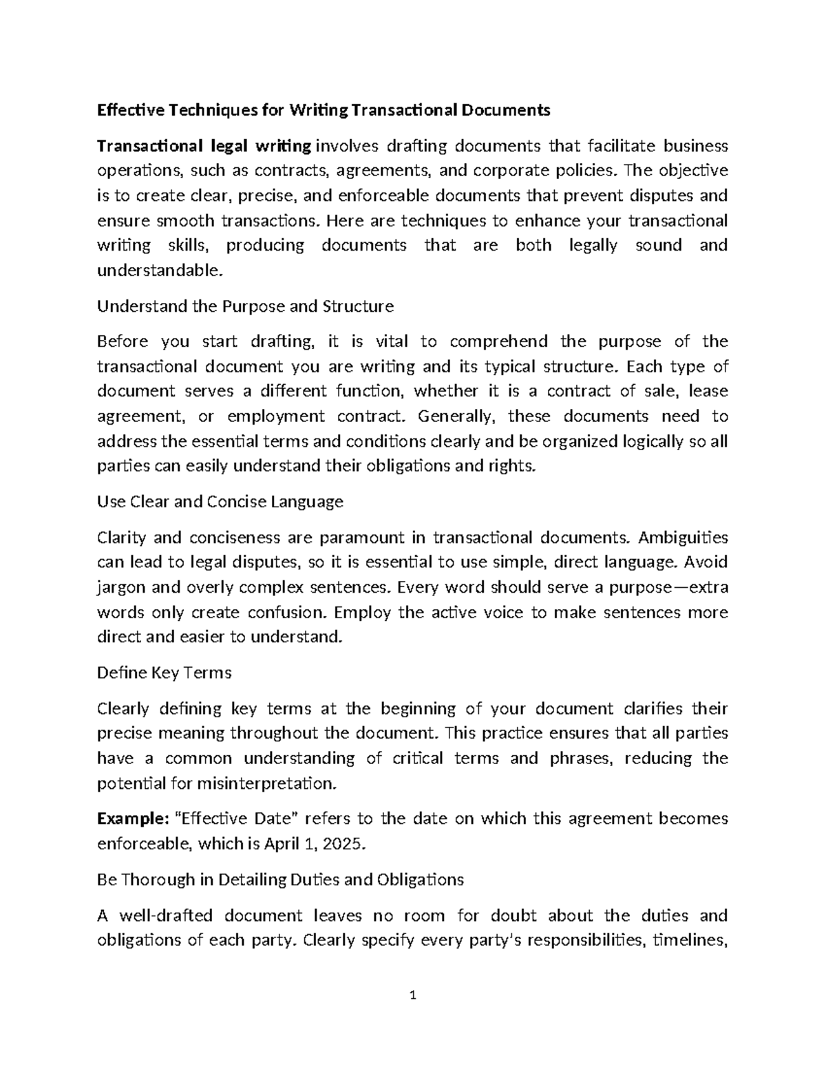 Techniques for Writing Effective Transactional Documents - Studocu