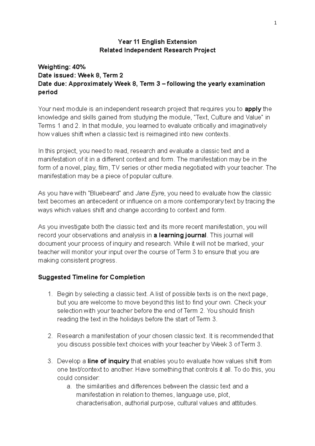 Term 3 Project outline 2022 - Year 11 English Extension Related ...