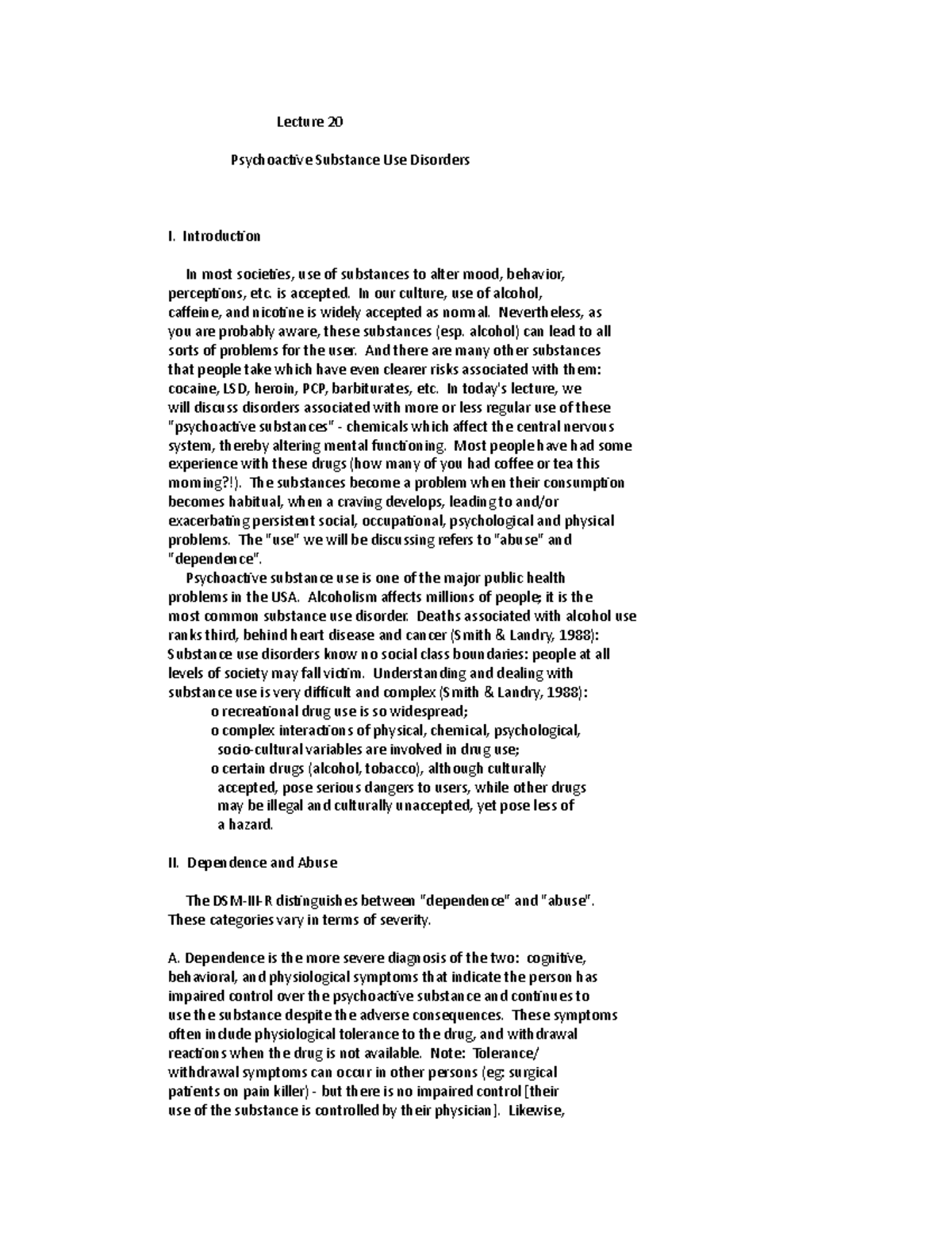 Psychoactive Substance Use Disorders: Lecture 20 Insights and Impacts ...