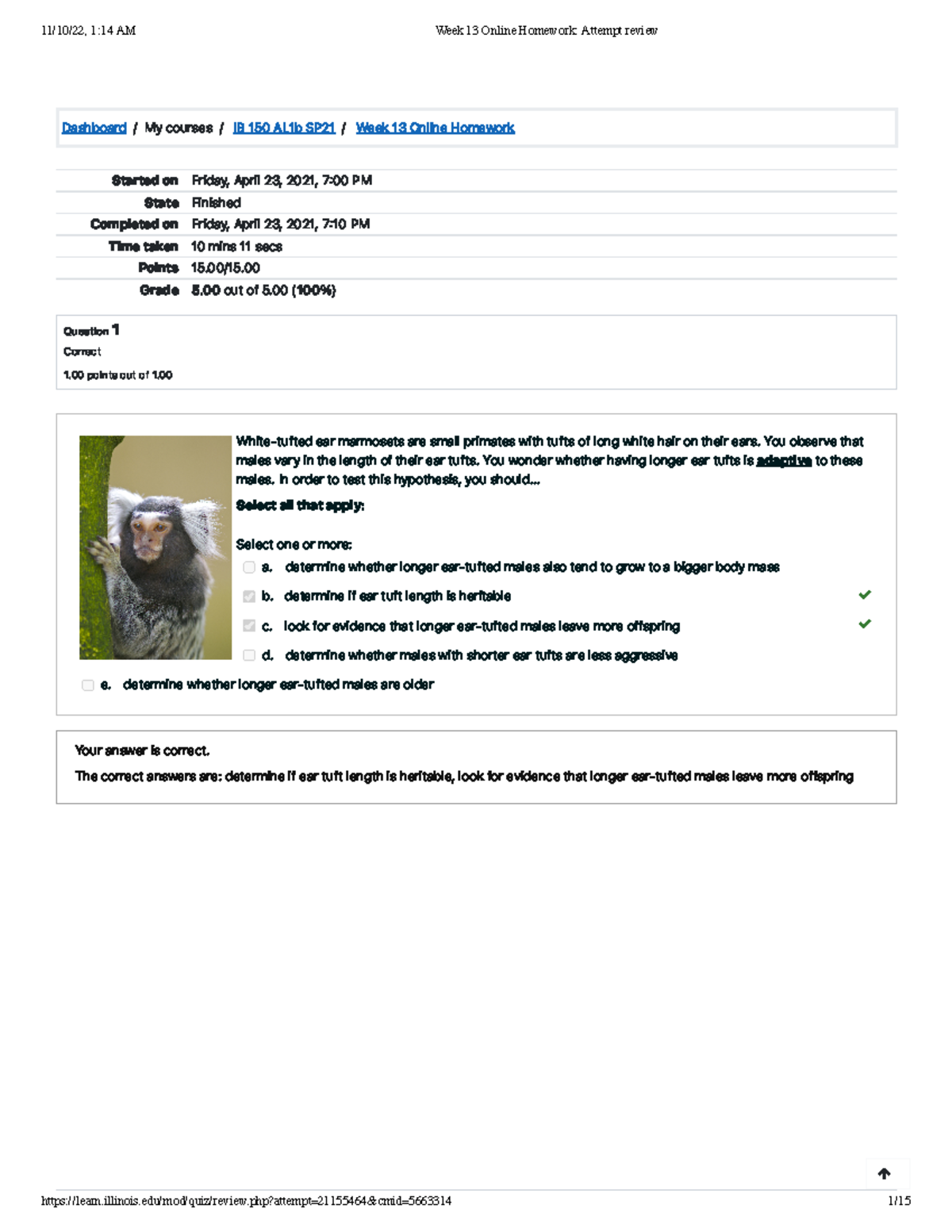 IB 150 AL 1 b SP 21 Week 13 Online Homework Review and Analysis - Studocu