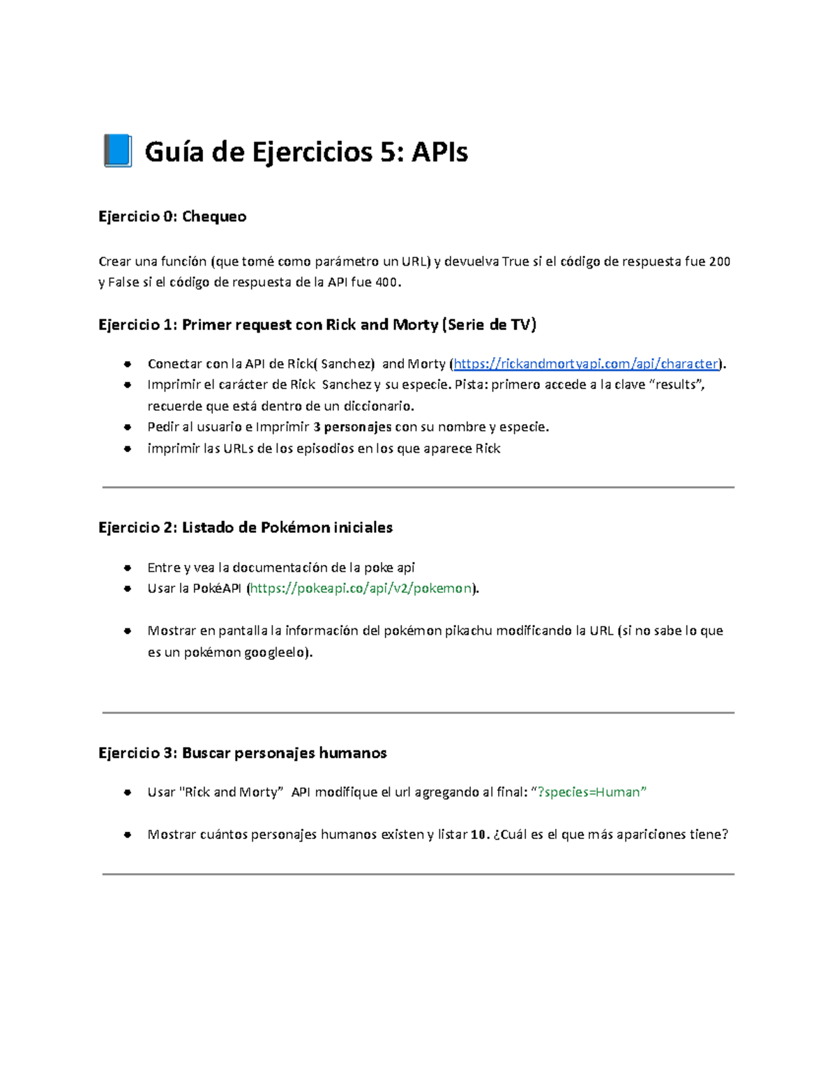 Guía de Ejercicios 5: APIs y Funciones en Python - Studocu