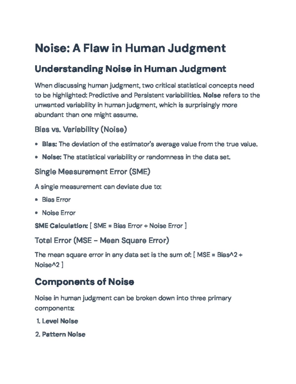 Understanding Noise in Human Judgment: Implications for Business ...