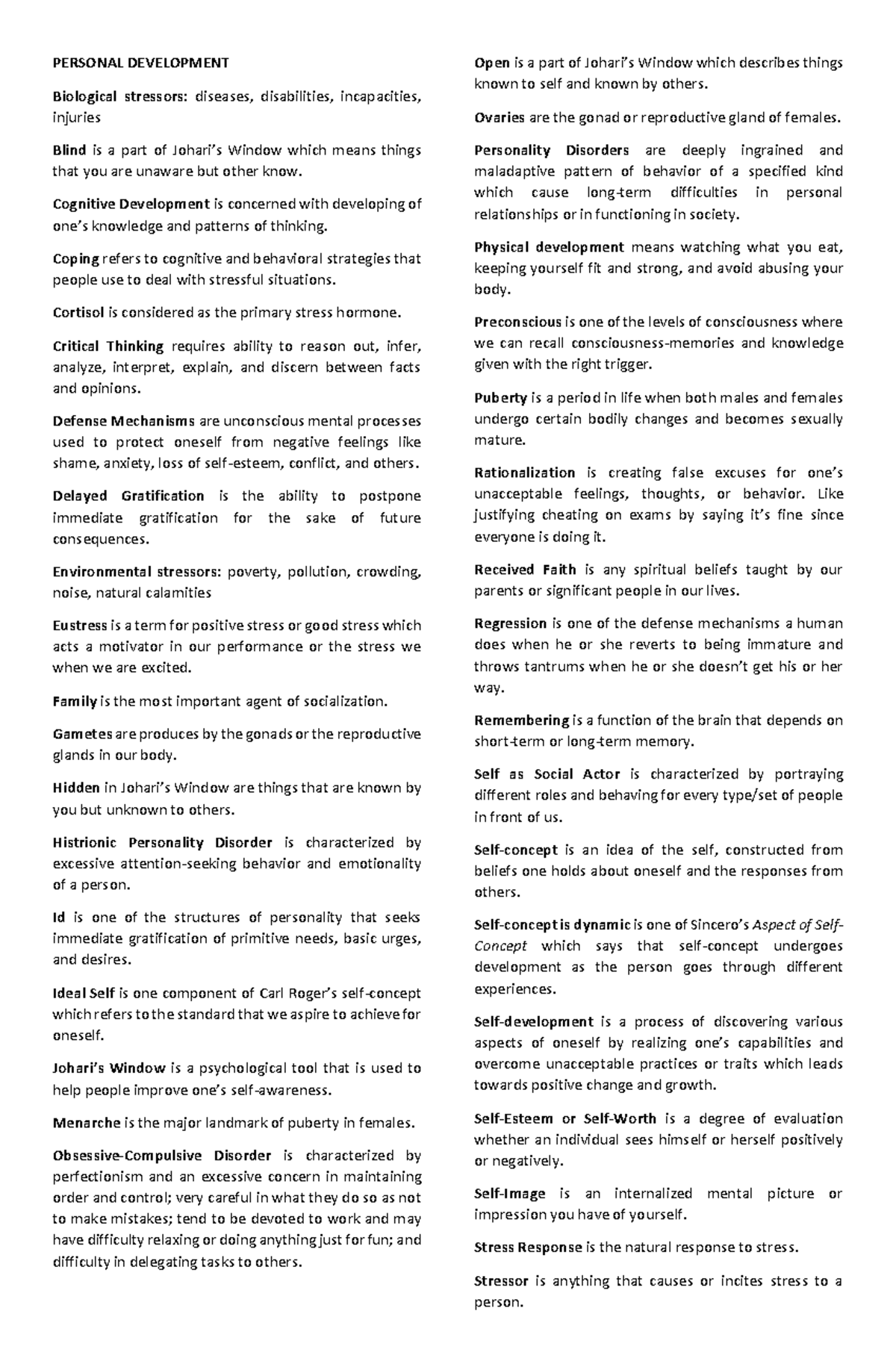 Personal Development Reviewer: Understanding Biological Stressors and ...