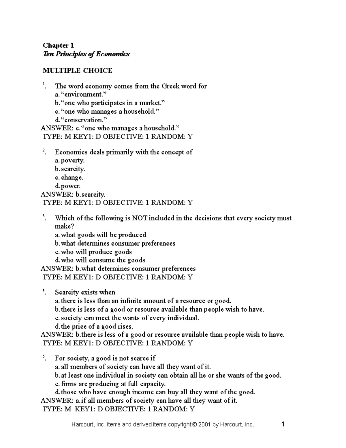 Chap01 - Testbank of chapter 1 - Micro - Chapter 1 Ten Principles of ...