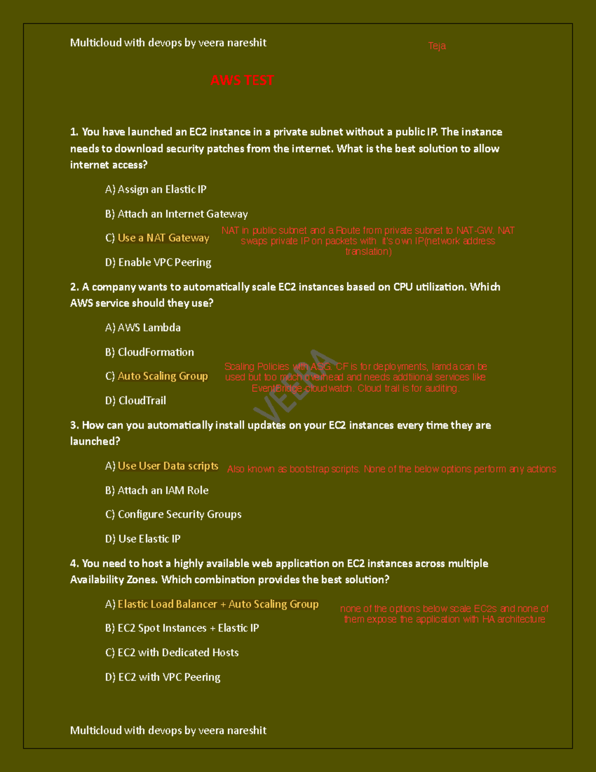 AWS EC2, Route 53, S3, Load Balancer, Security Group Test 1 - Studocu
