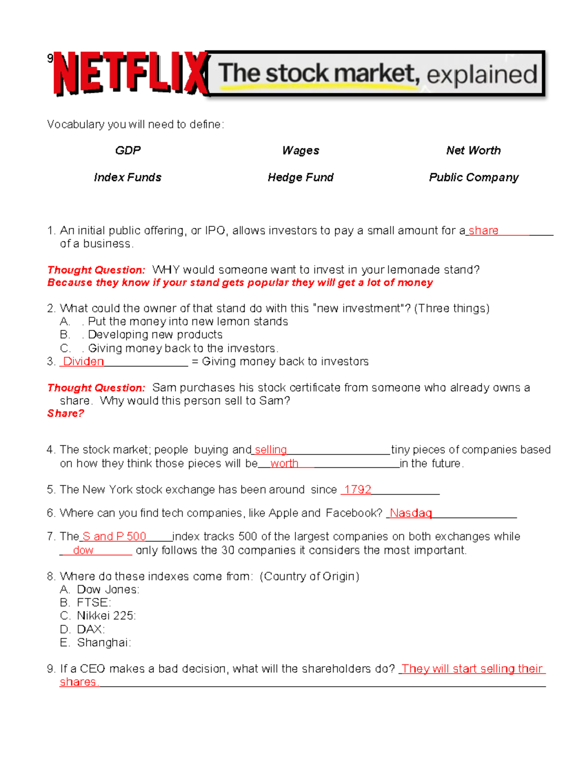 Netflix and the Stock Market: A Student's Guide to Key Concepts - Studocu
