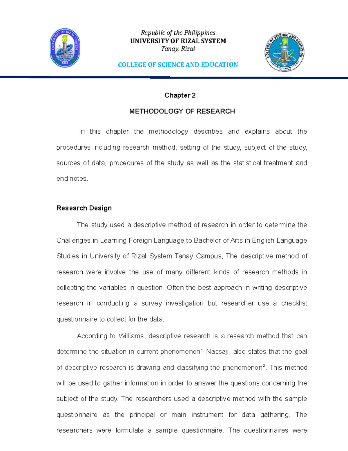 Chapter 2: Methodology for BA English Language Studies Research - Studocu