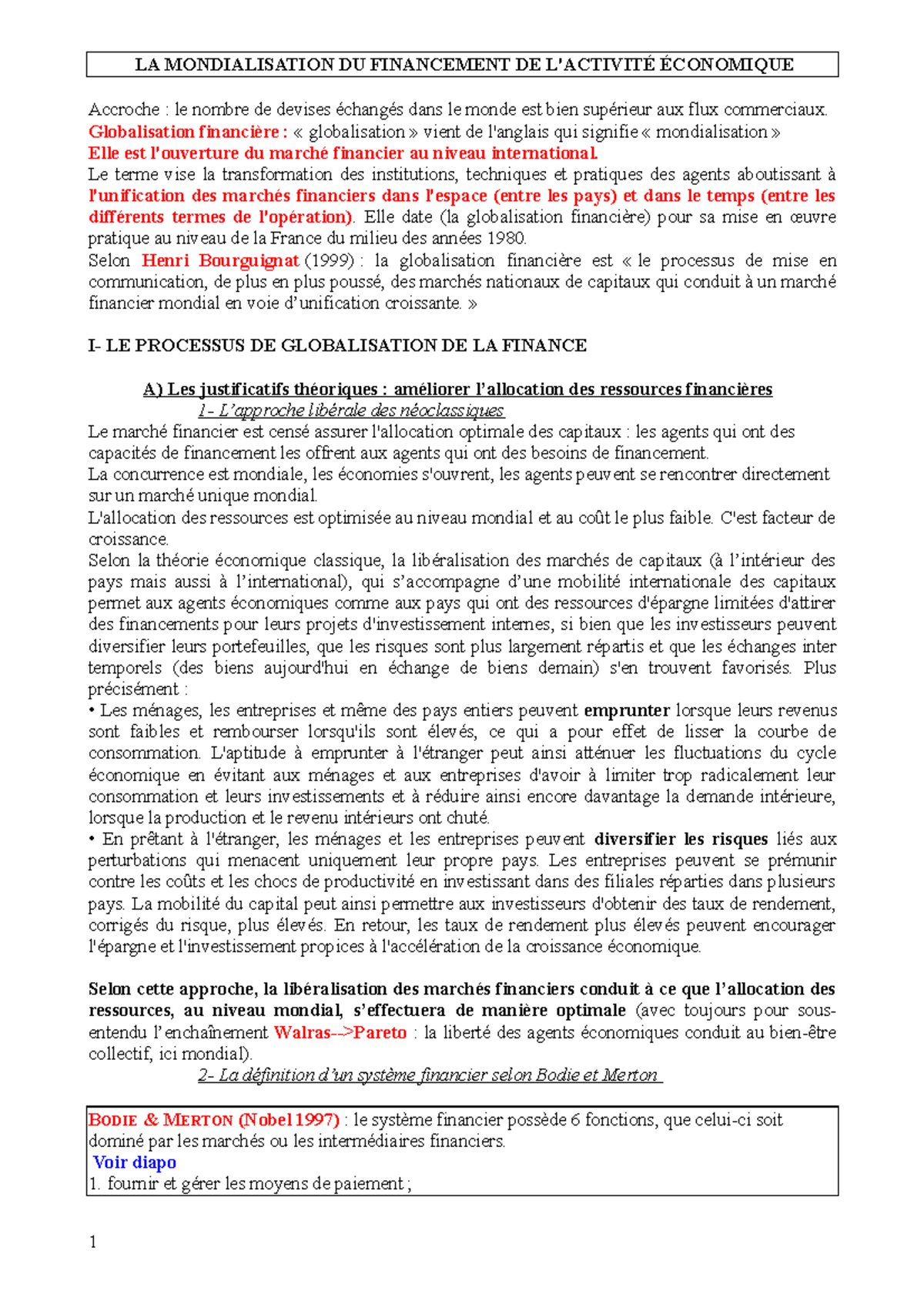 Cours sur la Globalisation Financière : Concepts et Dynamiques ...