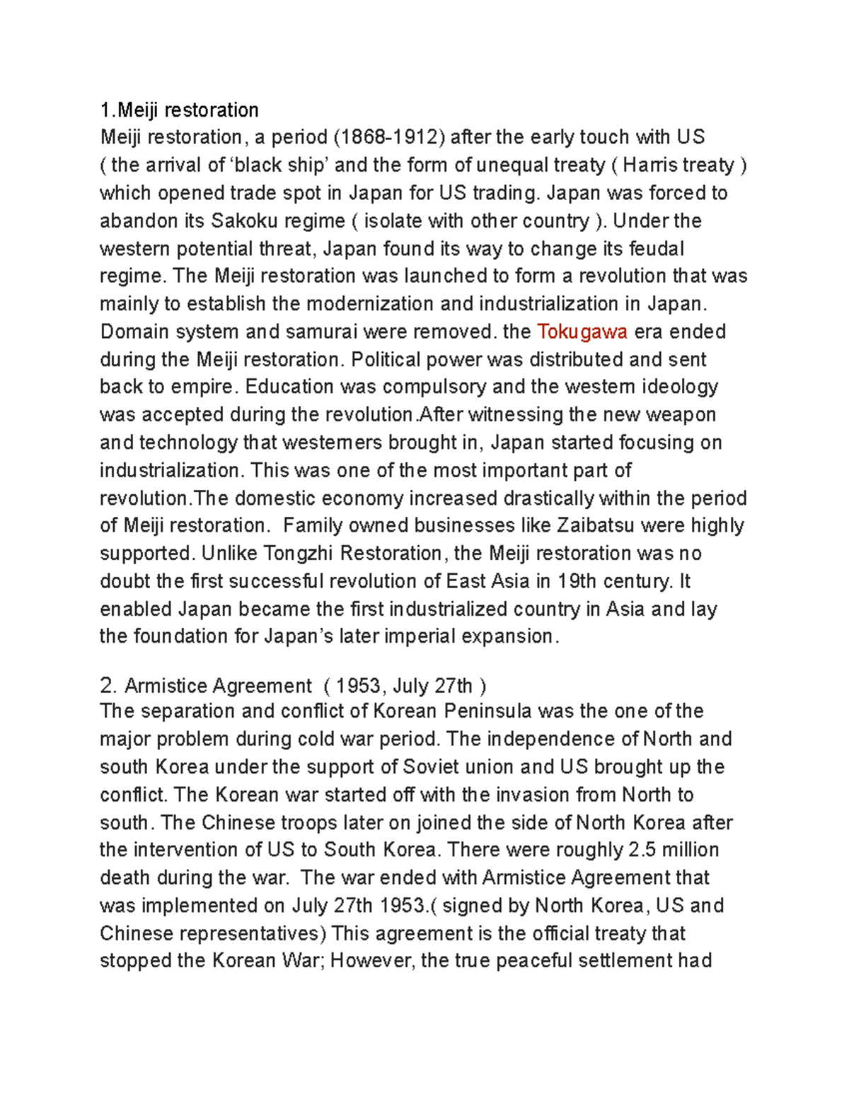 Asia 1101-part-1 - Summary Introduction to Modern Asia - 1 restoration ...