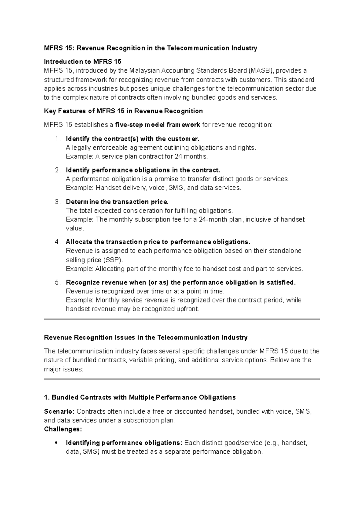 MFRS 15 FRT - Revenue Recognition in Telecommunications: Key Insights ...