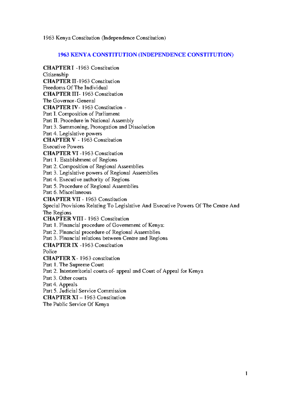 Kenya Constitution 1963: A Comprehensive Overview of Independence ...