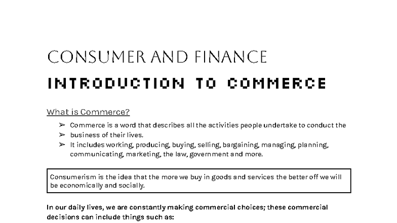 Year 10 Commerce AT3 Study Notes: Understanding Consumerism and ...