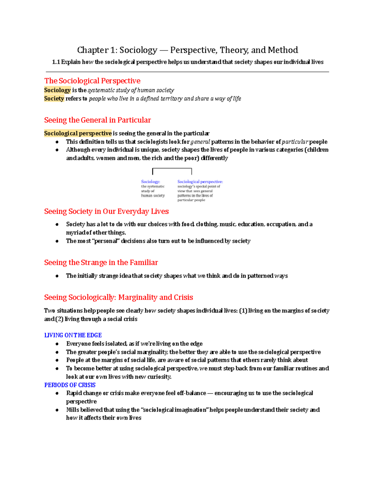 Chapter 1 Sociology Perspective, Theory, and Method - Chapter 1 ...