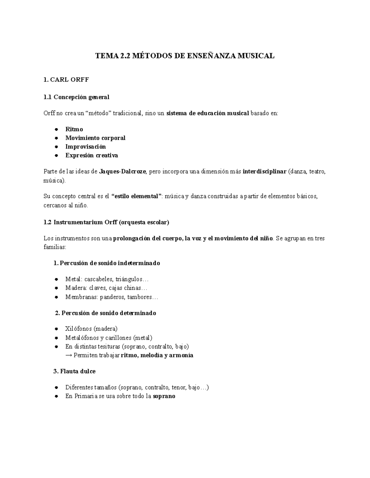 Tema 2 - Apuntes para el Examen de Educación Musical 1 - Studocu