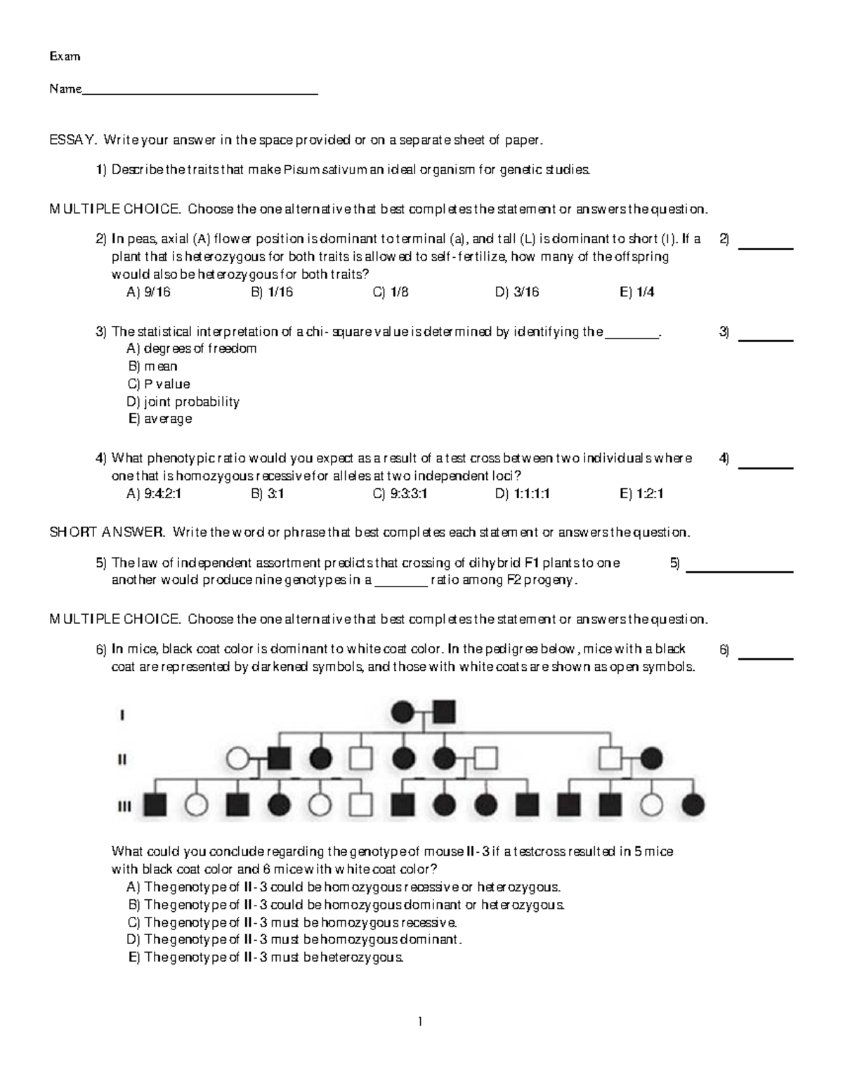 Ch2-2 - Genetics Pedigree Practice Quiz and Answer Key - Studocu