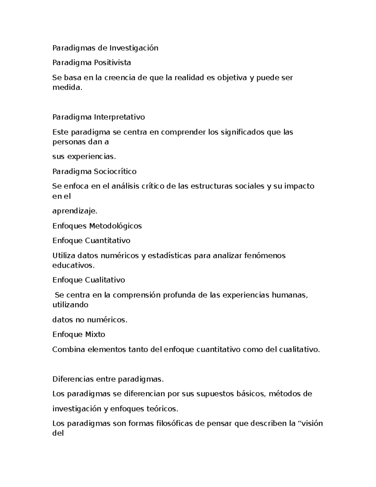 Paradigmas de Investigación y Enfoques Metodológicos - Studocu