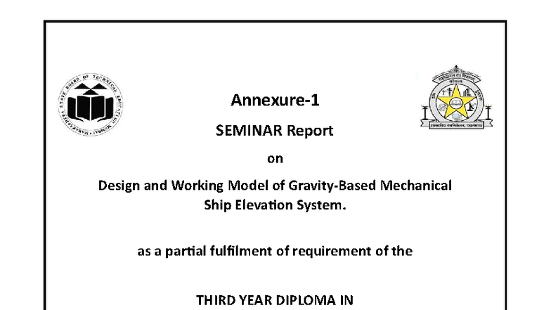 SEMINAR Report on Mechanical Ship Elevation System (CIVIL ENG 3rd Year ...