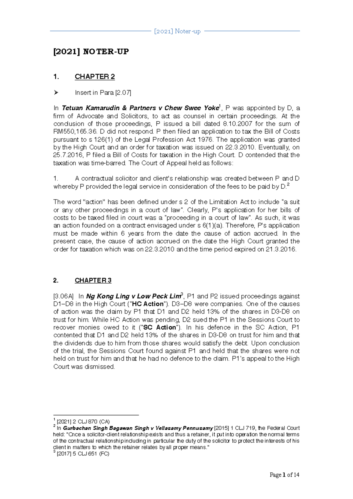 Chapter 2 to 24 case law notes for law course [2021] - Studocu