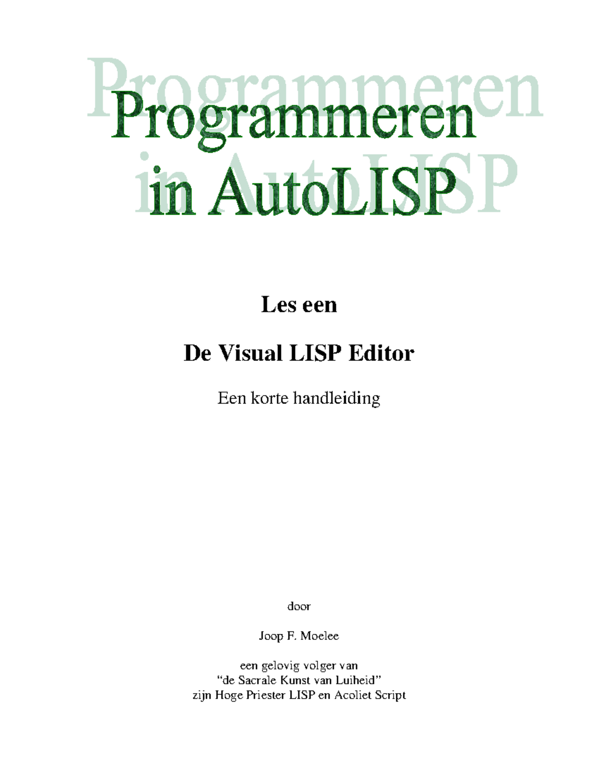 Auto LISP Les 01: Introductie tot de Visual LISP Editor - Studocu