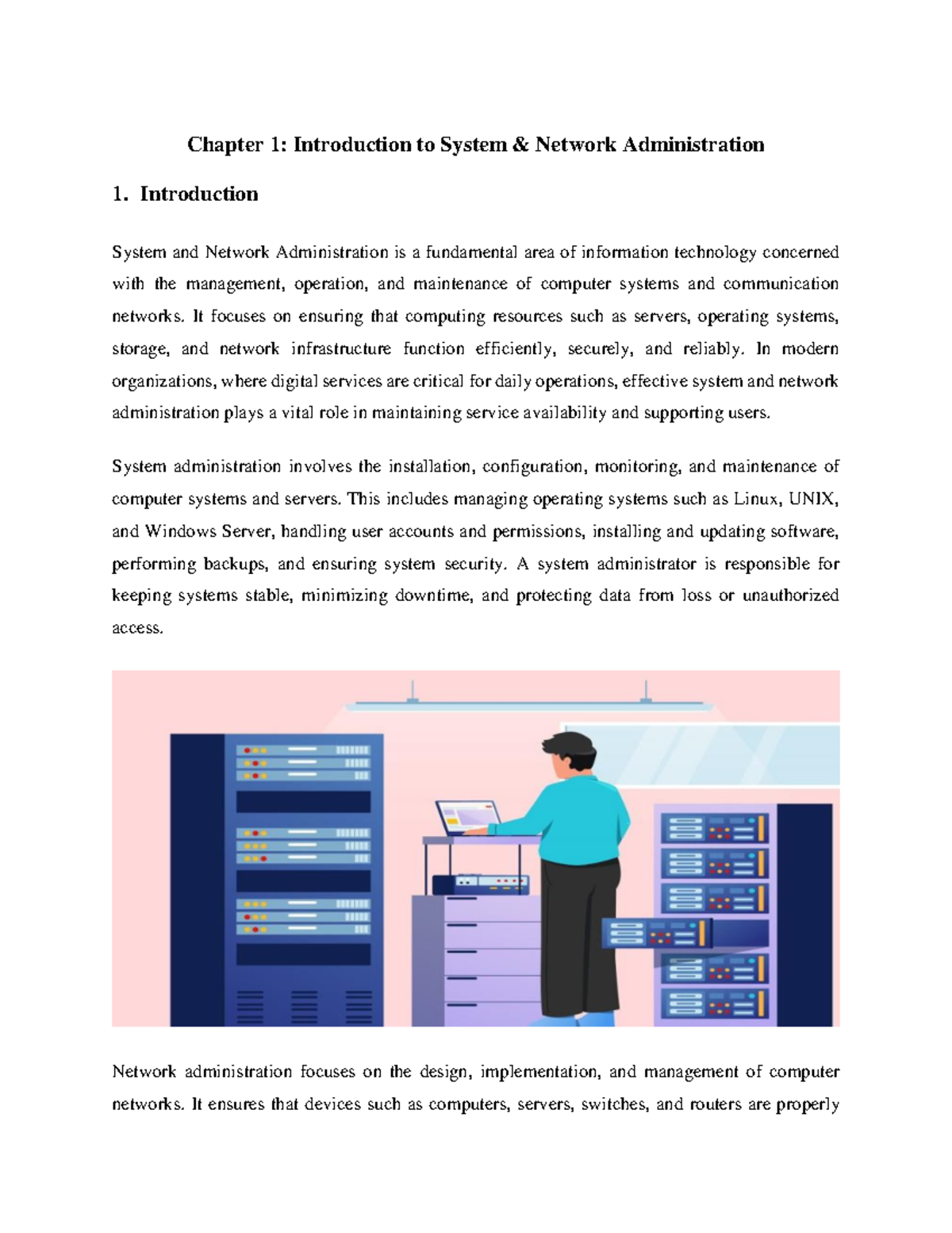 System Admin Module: Chapter 1 - Intro to System & Network Admin - Studocu