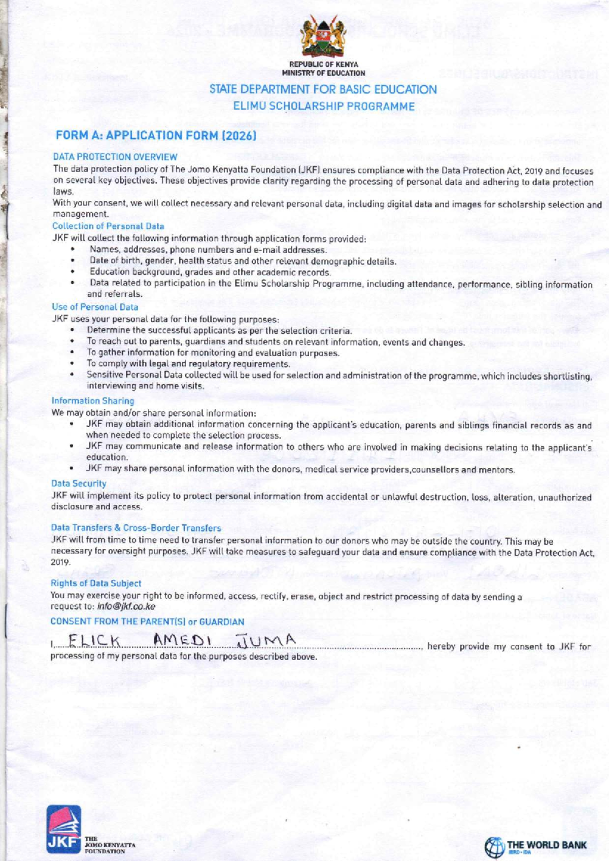 Elimu Scholarship Programme Application Form (2026) - JKF - Studocu