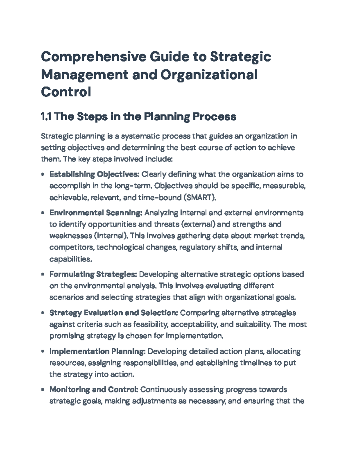 Strategic Management & Org Control: A Comprehensive Guide - Studocu