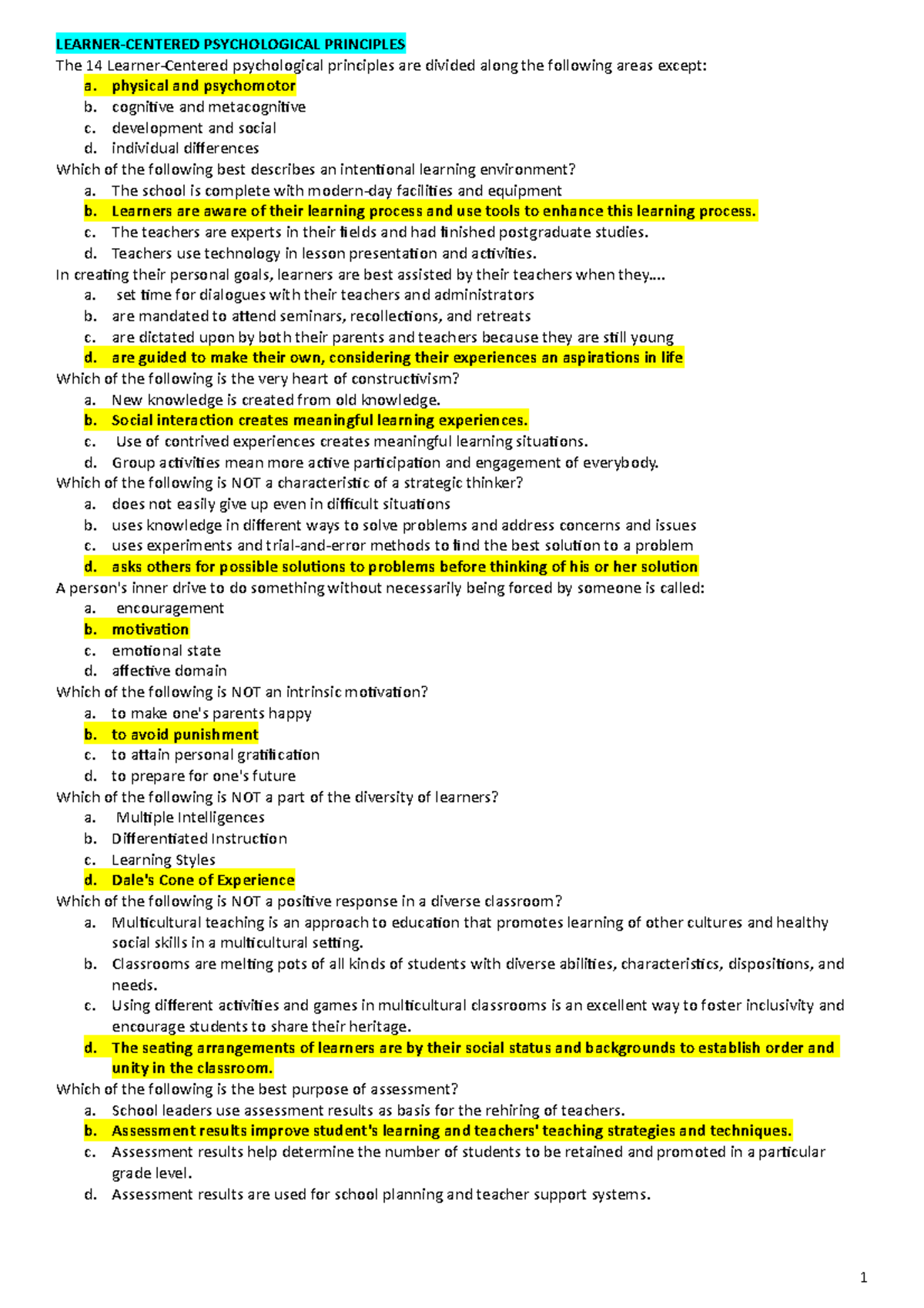 Learner-Centered Psychological Principles Overview (EDU-4) - Studocu