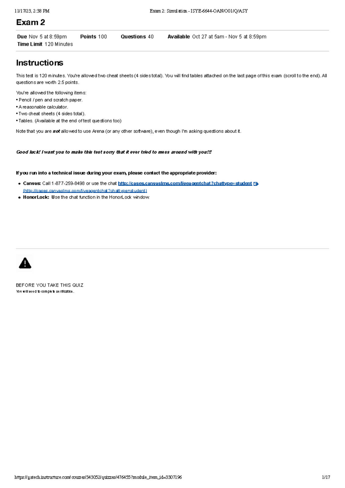 Exam 2 Simulation Review ISYE 6644 OAN O01 Q ASY - Studocu