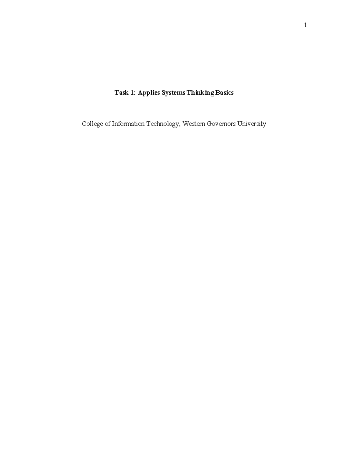 Task 1: Systems Thinking Basics Case Study Analysis - IT 101 - Studocu