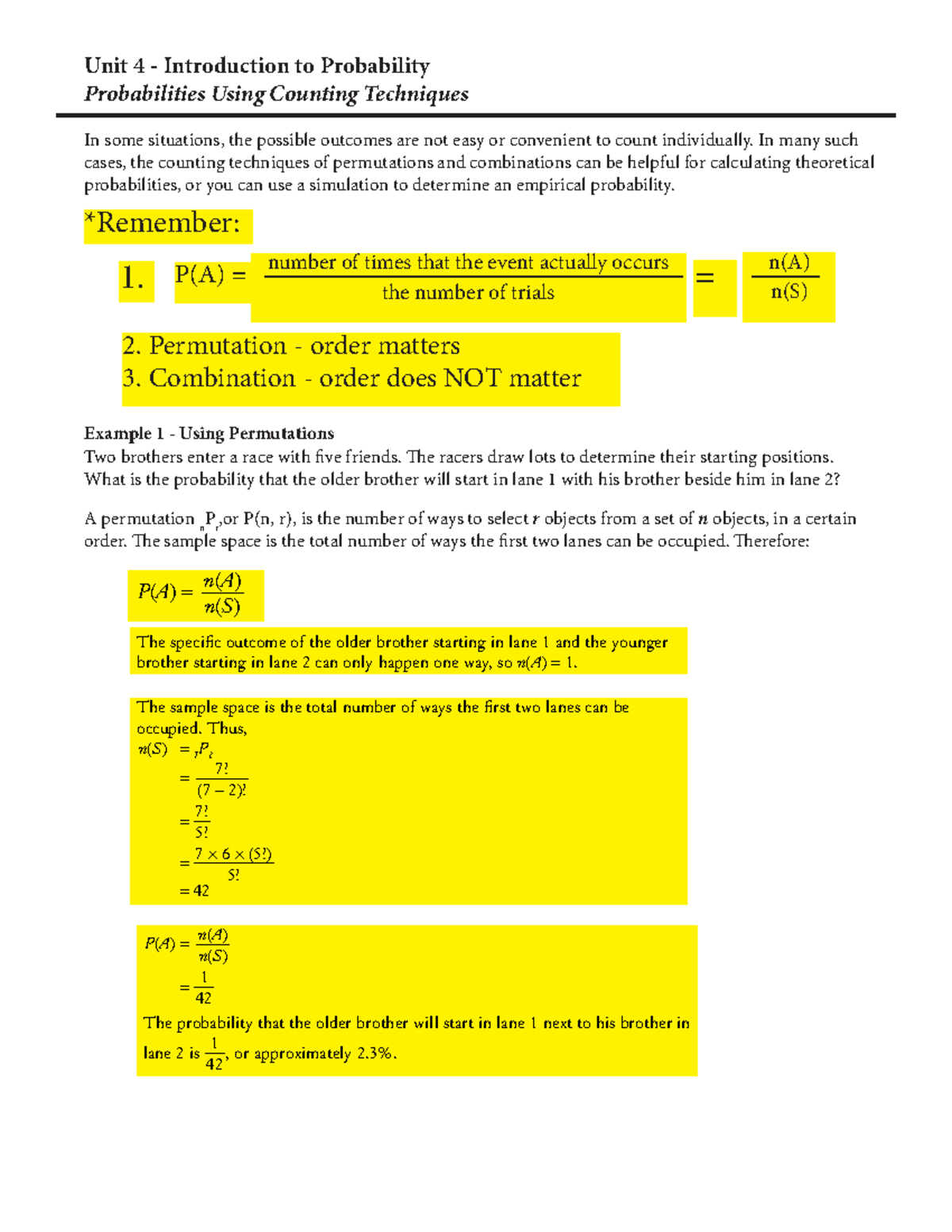 MHR 321 - Unit 4 Summary: Introduction to Counting Techniques in ...