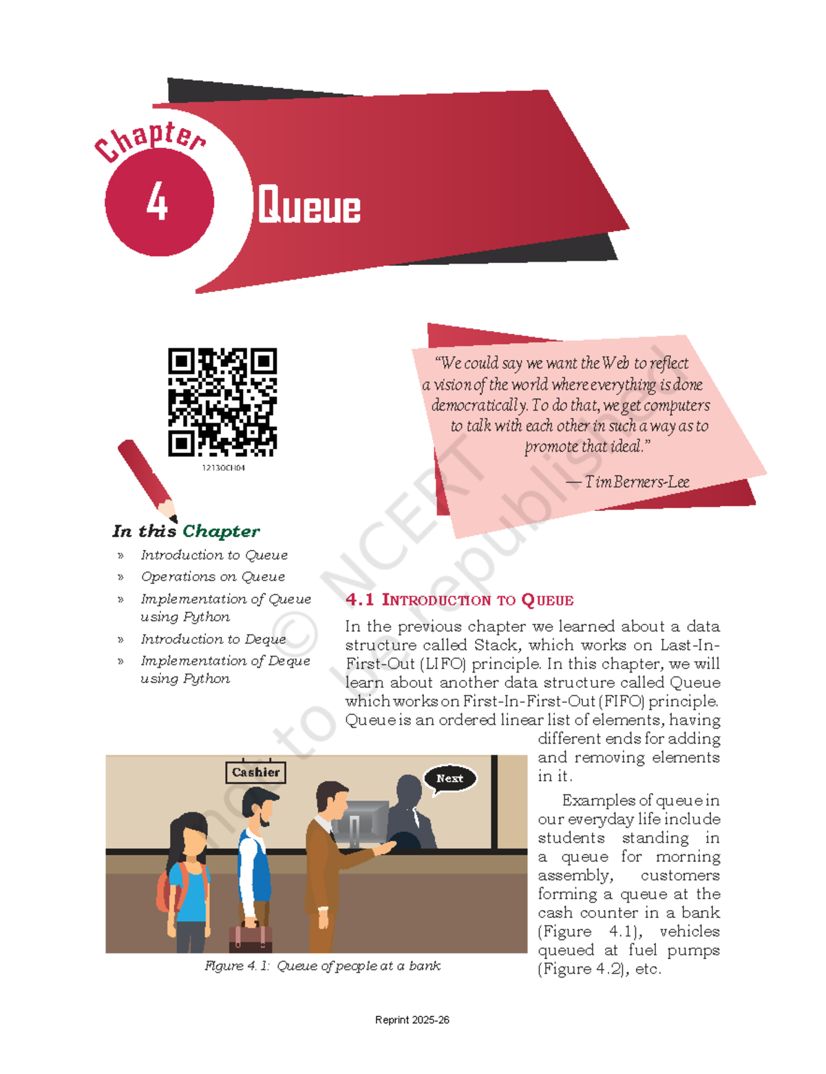 Computer Science Class XII: Chapter 4 - Introduction to Queue & Deque Operations - Studocu
