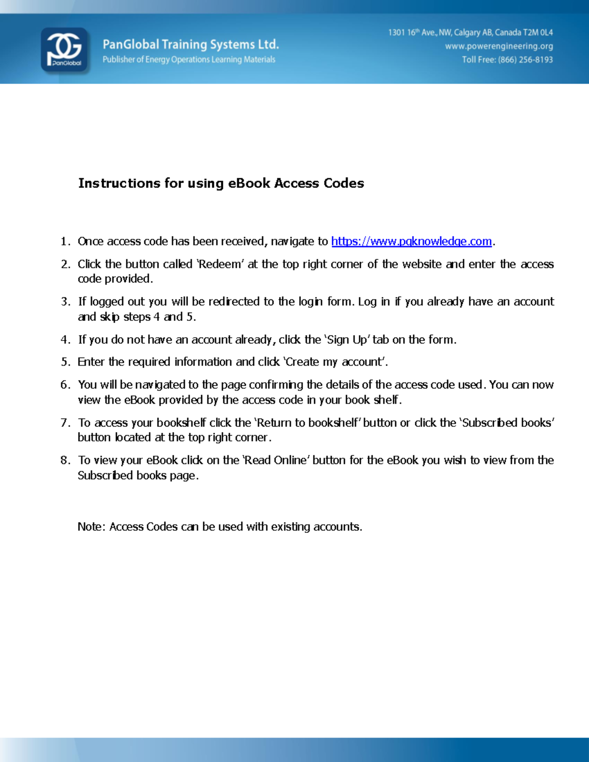 Panglobal eBook Access Code Instructions Guide - Studocu