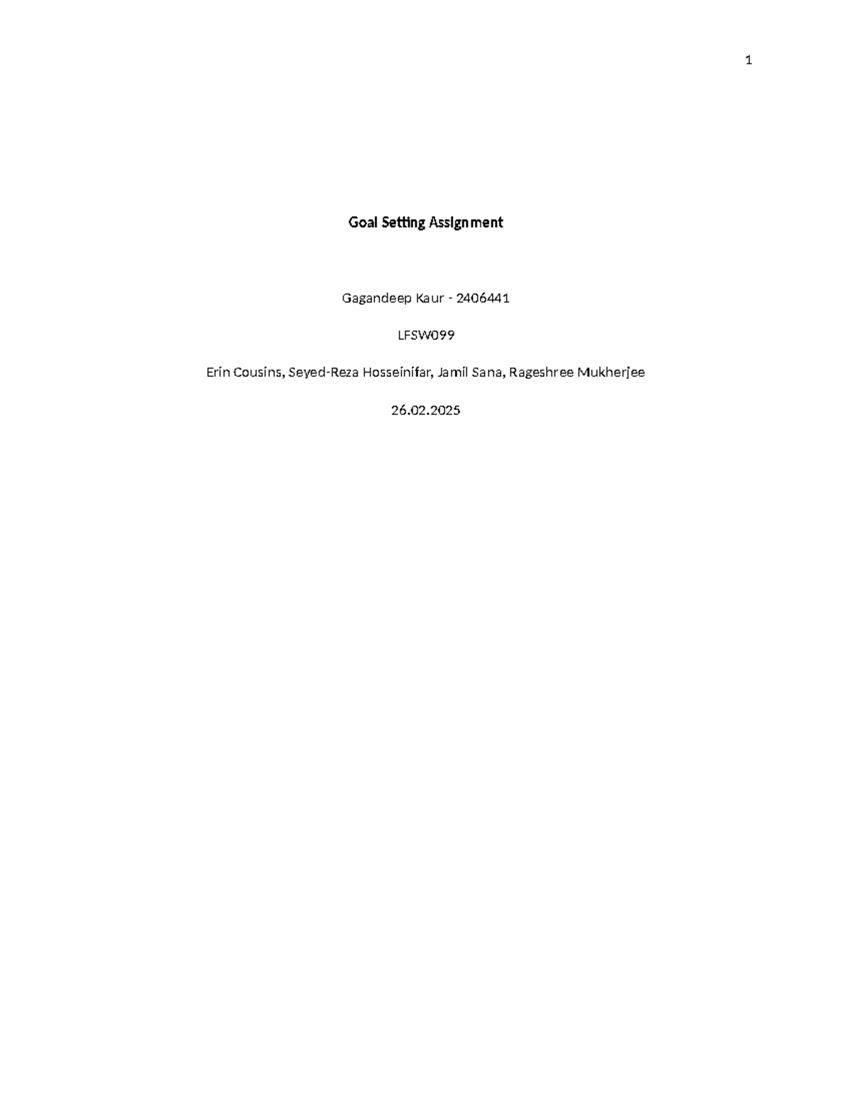 Template Module 4 Assignment - 1 Goal Setting Assignment Gagandeep Kaur ...