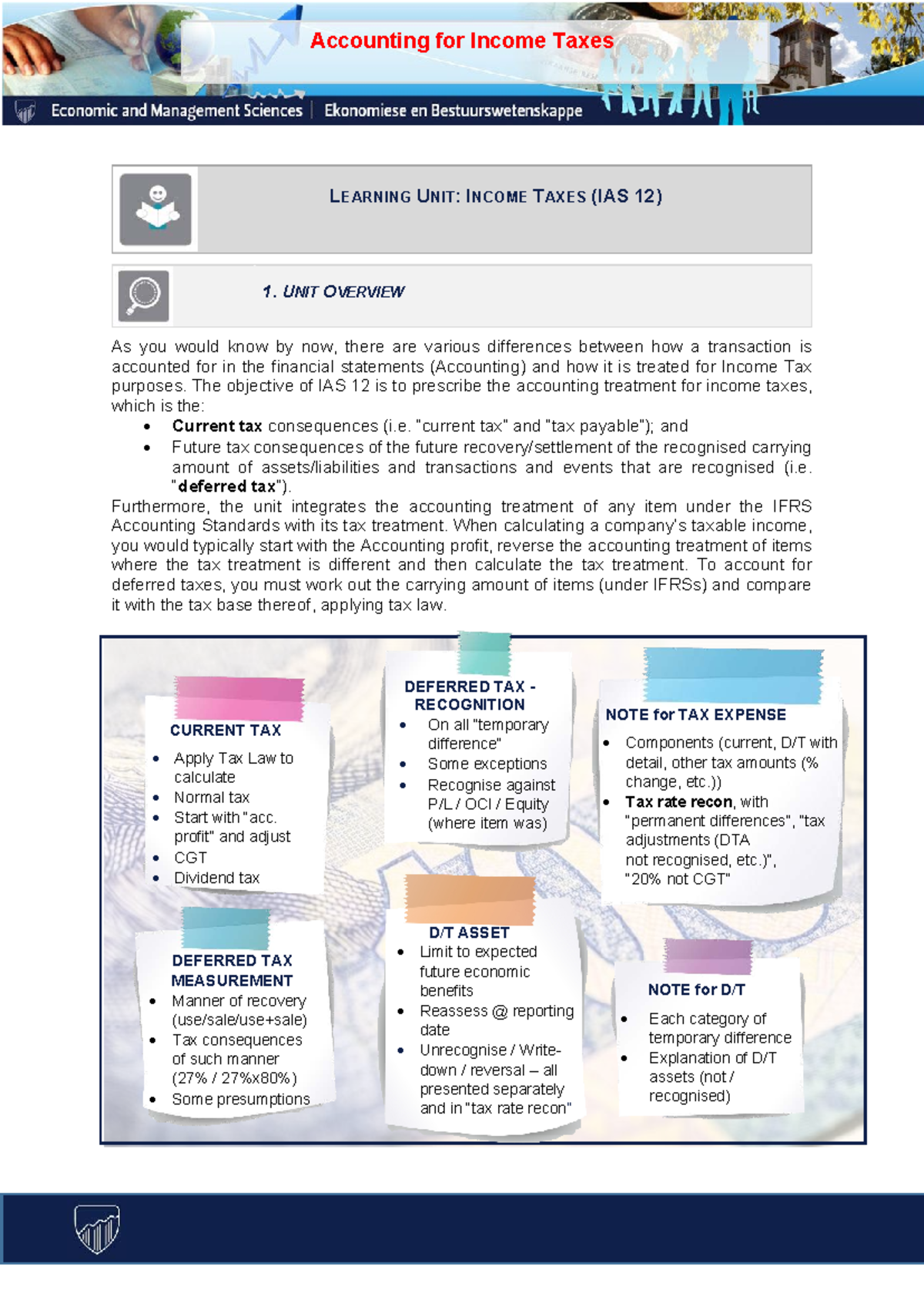 EFIN5-6-2026: Class Handouts on IAS 12 Income Taxes - Learning Unit 1 ...