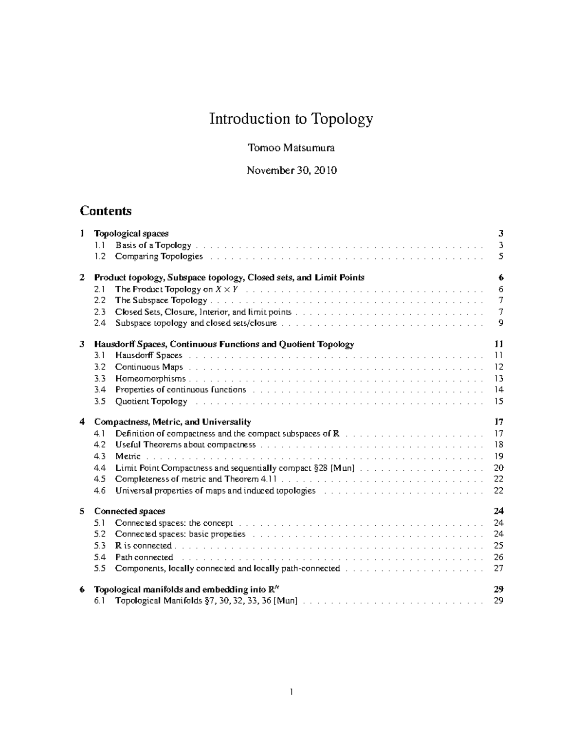 Intro to Topology - Math Study Notes and Concepts - Studocu
