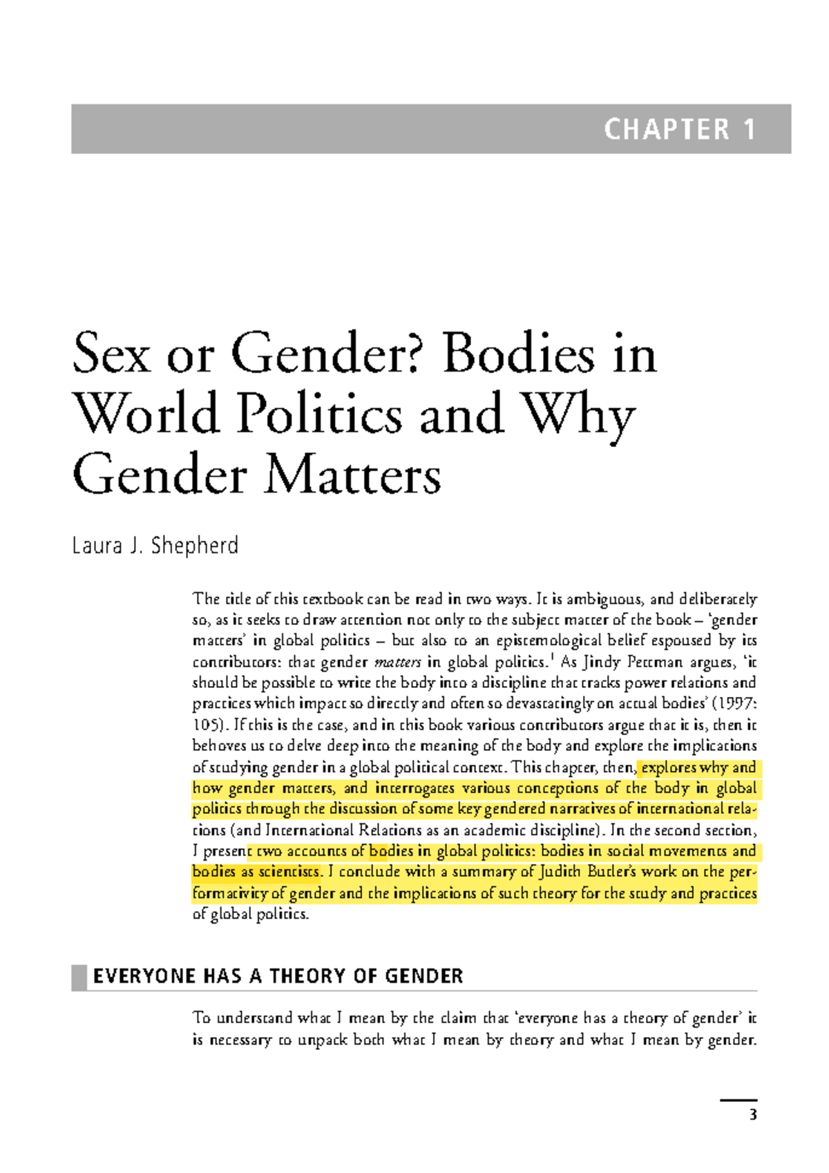 Chapter 1 - Gender and Bodies in Global Politics (IR Outcomes) - Studocu