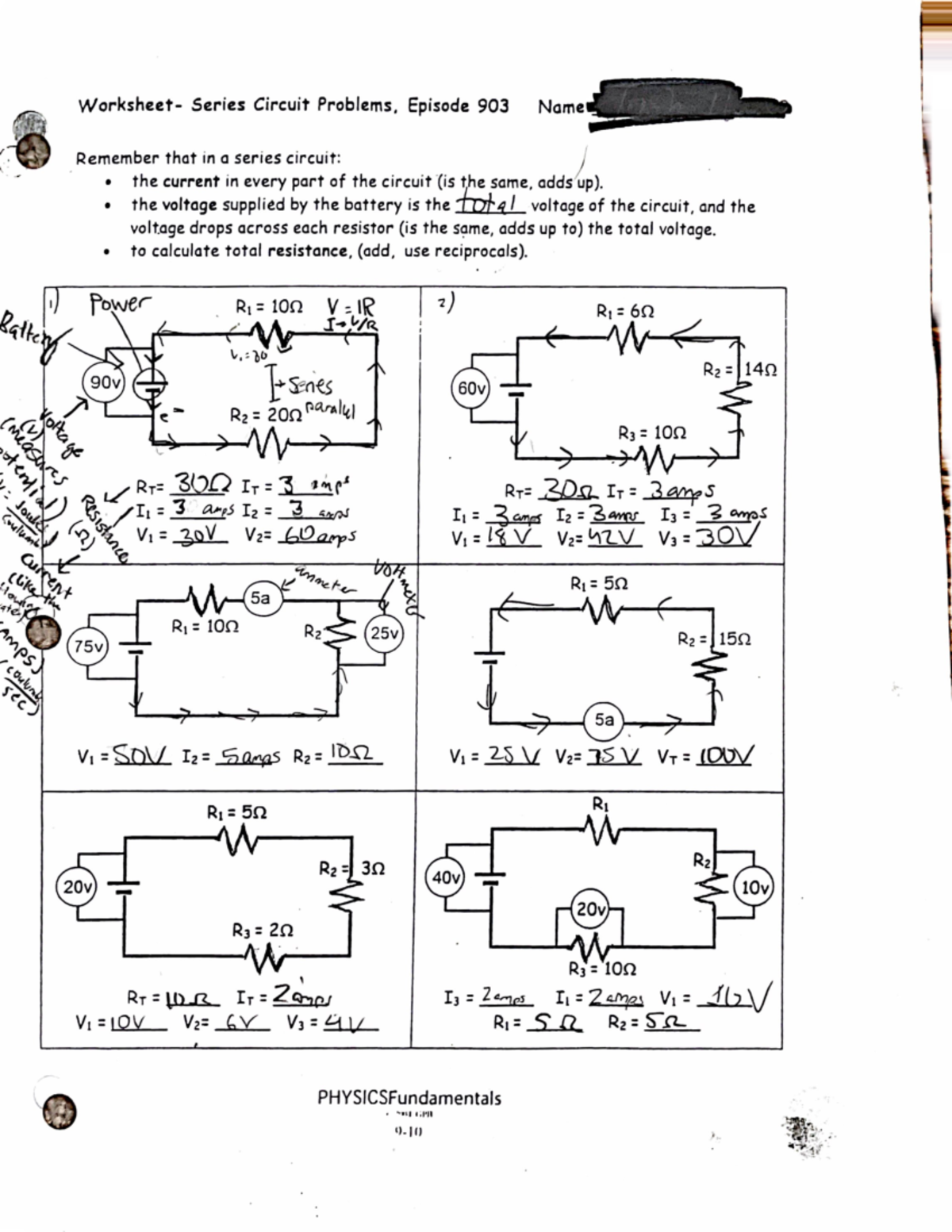Parallel Circuit Problem Worksheet