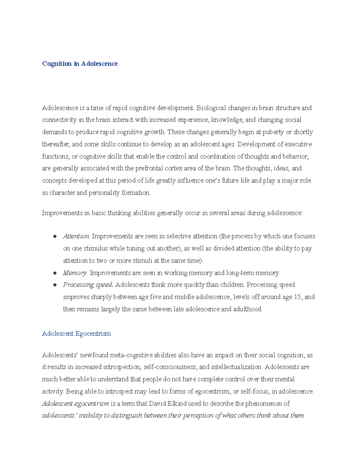 Cognitive Development in Late Adulthood: Insights on Aging Effects ...