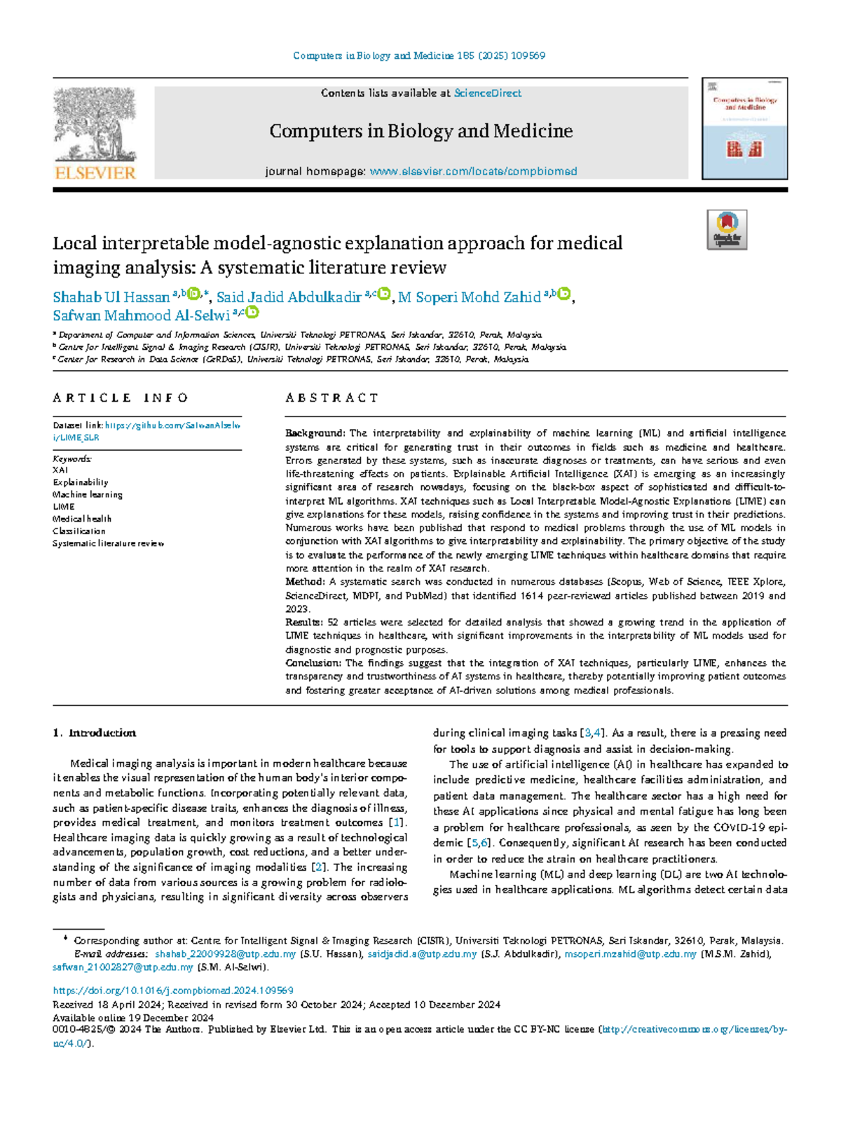 Systematic Review of LIME in Medical Imaging Analysis - Studocu