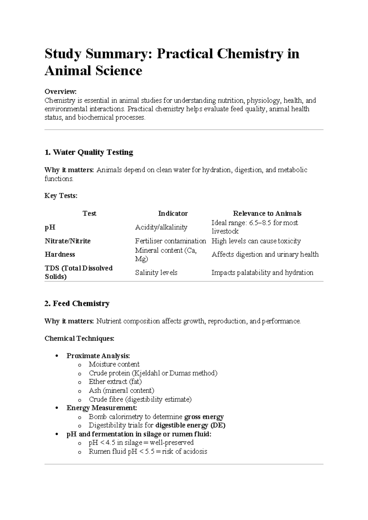 Chemistry in Animal Science: Practical Overview and Key Concepts - Studocu