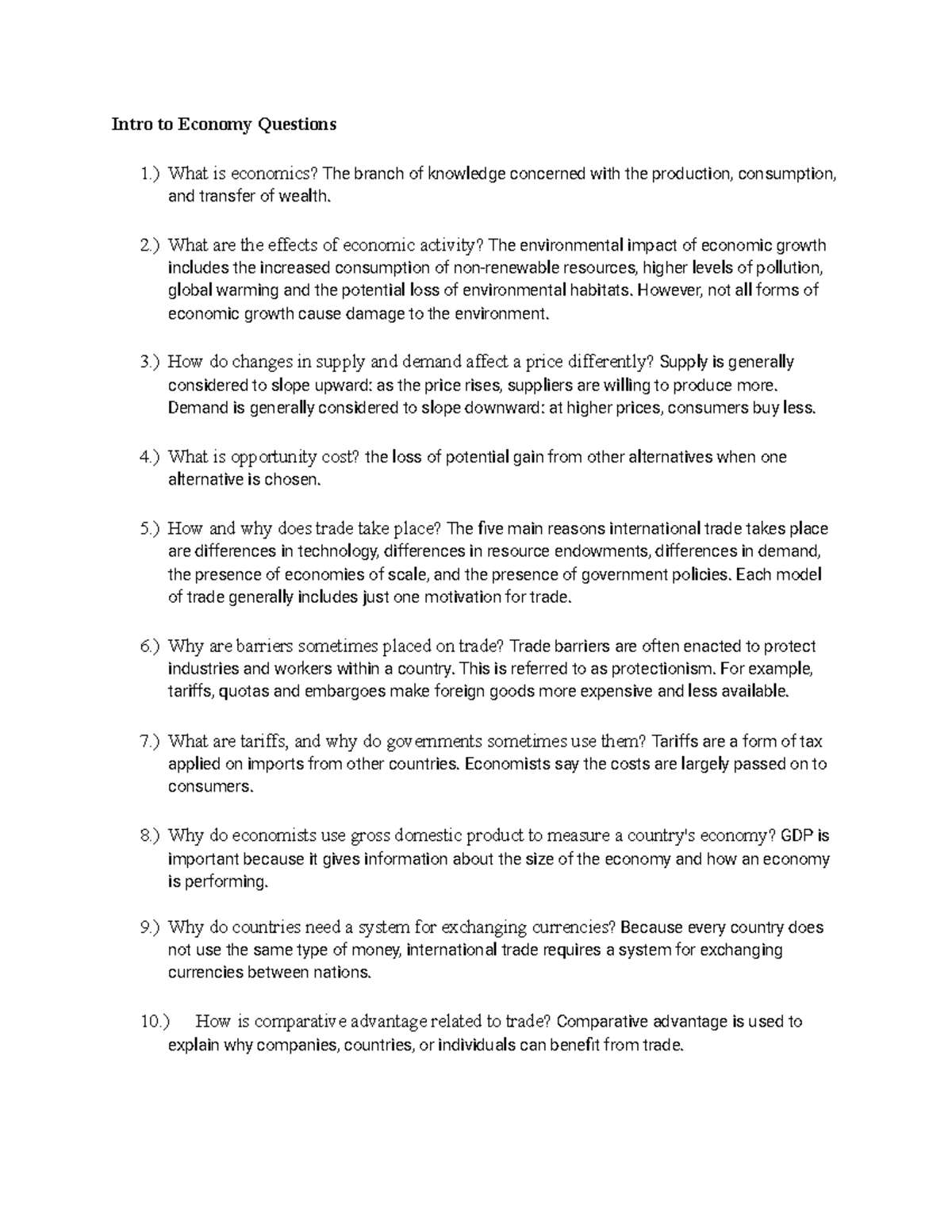 Geography/MS Economy Concepts - Assignment Notes - Studocu