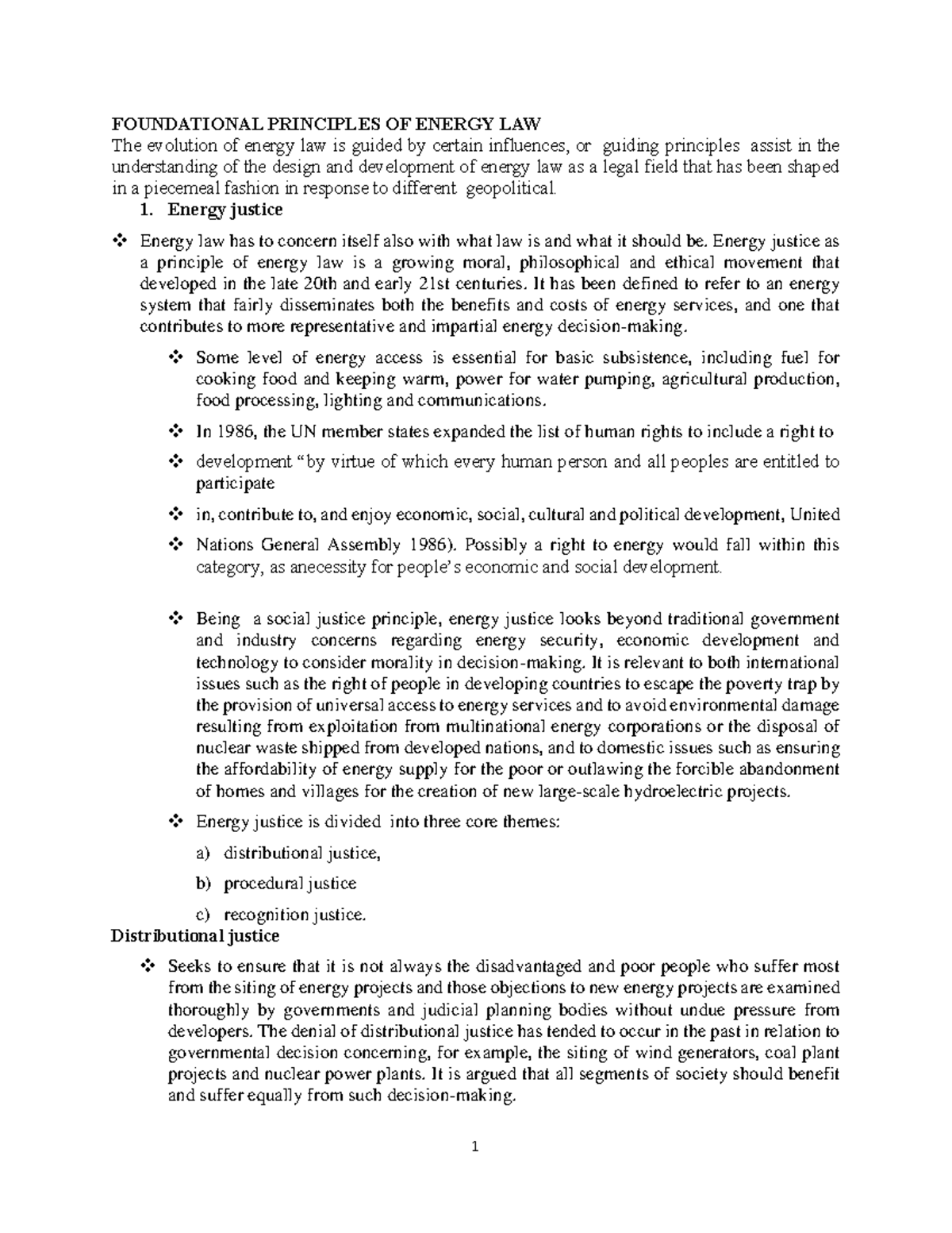 Foundational Principles of Energy Law - Handout 2 Overview - Studocu