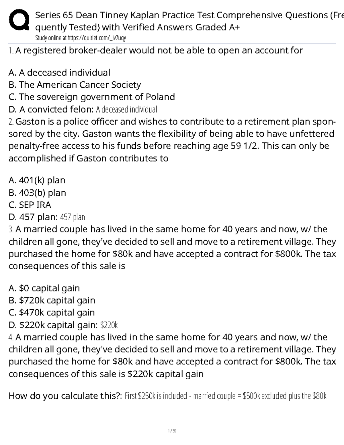 Series 65 Dean Tinney Kaplan Practice Test: Comprehensive Q&A with ...