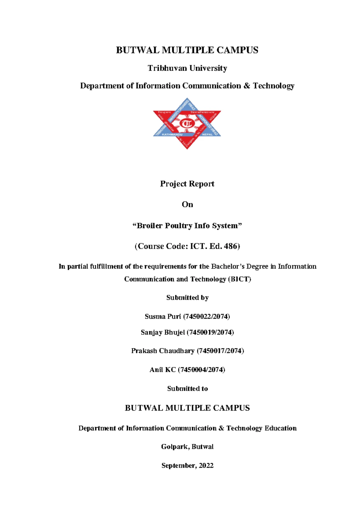 Blood Bank Management System (BBMS) Project Report for BCA - Studocu