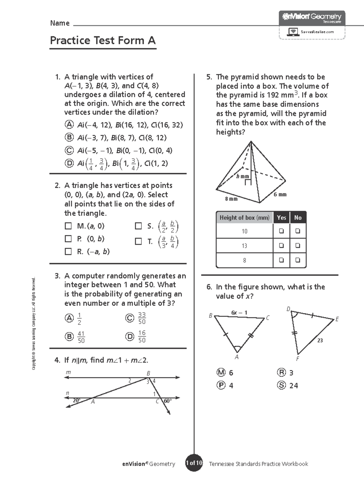 End-of-Course Practice Test Form A - Geometry & Measurement 2023 - Studocu